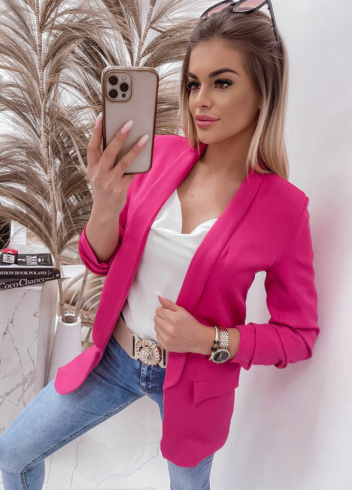 MARYNARKA Z MARSZCZONYM RĘKAWEM FUKSJA - Sklep online z damską odzieżą ...